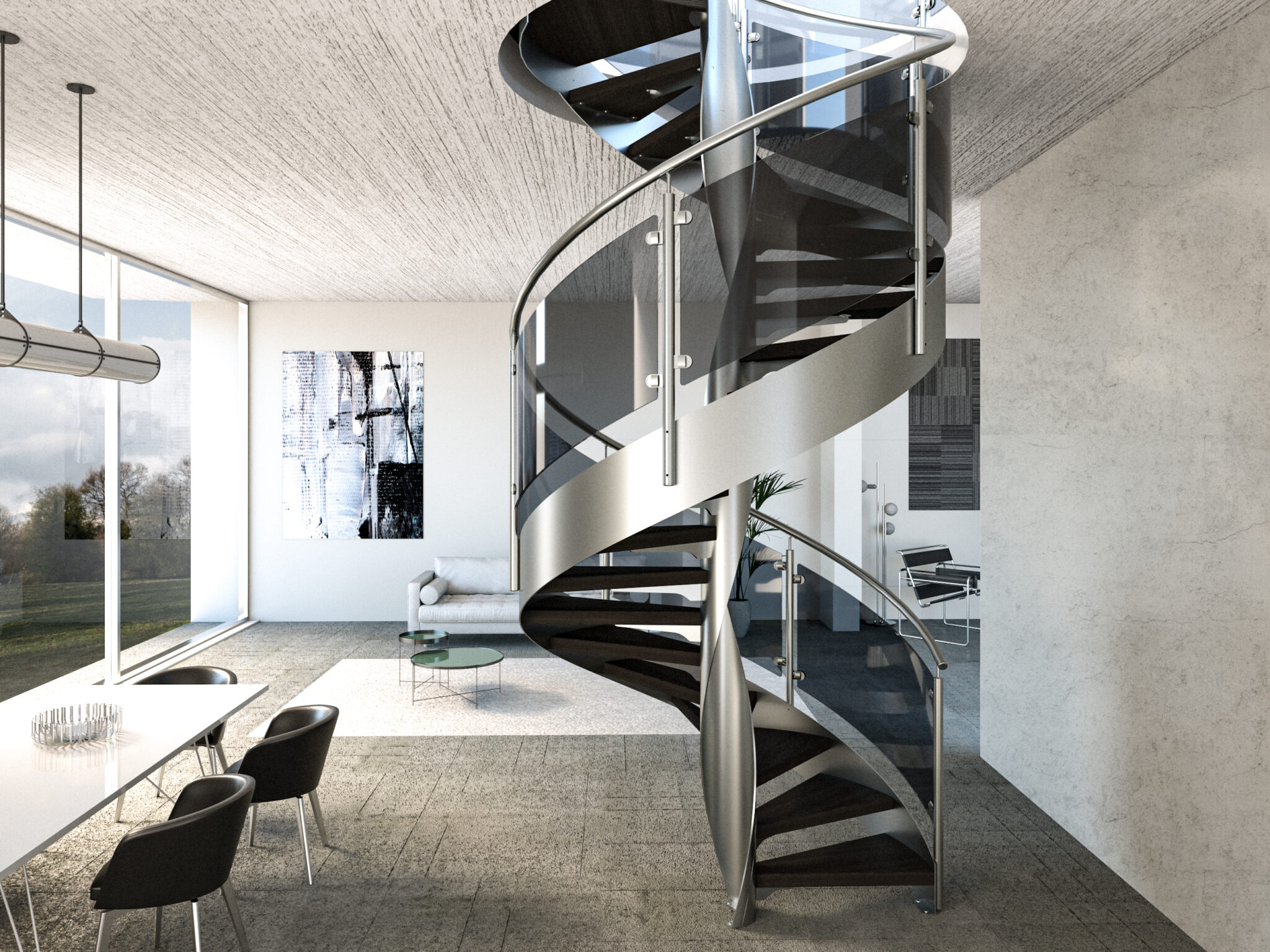 Escalier à poteau torsadé Wave inox View - Cast Stairs