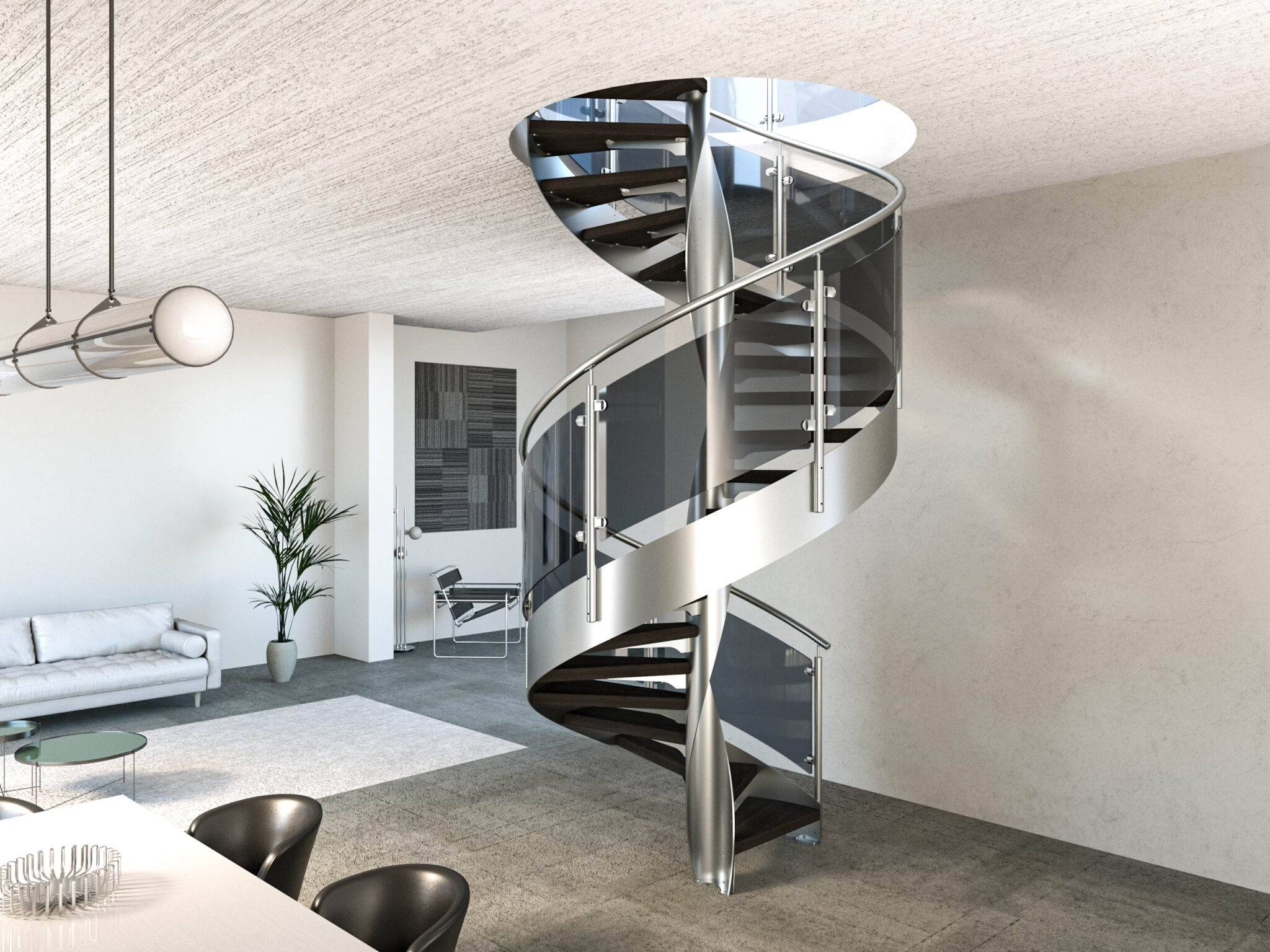 Escalier à poteau torsadé Wave inox View - Cast Stairs